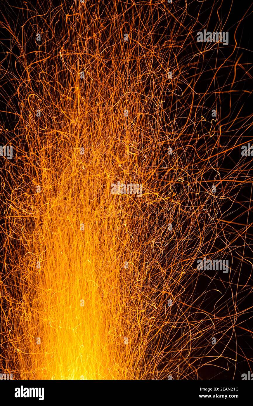Flying sparks fire hi-res stock photography and images - Alamy