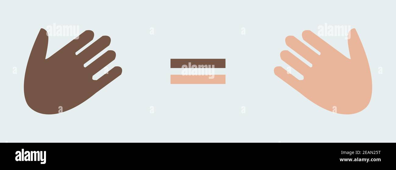 Black and white hand showing equality Stock Photo - Alamy