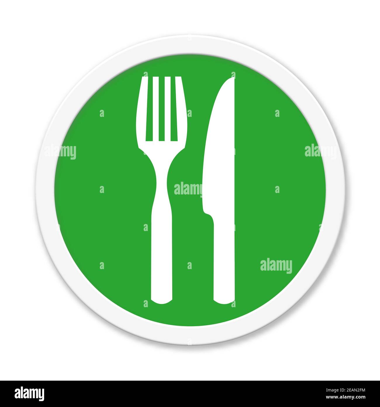 Restaurant, food or meal symbol on round green Button Stock Photo - Alamy