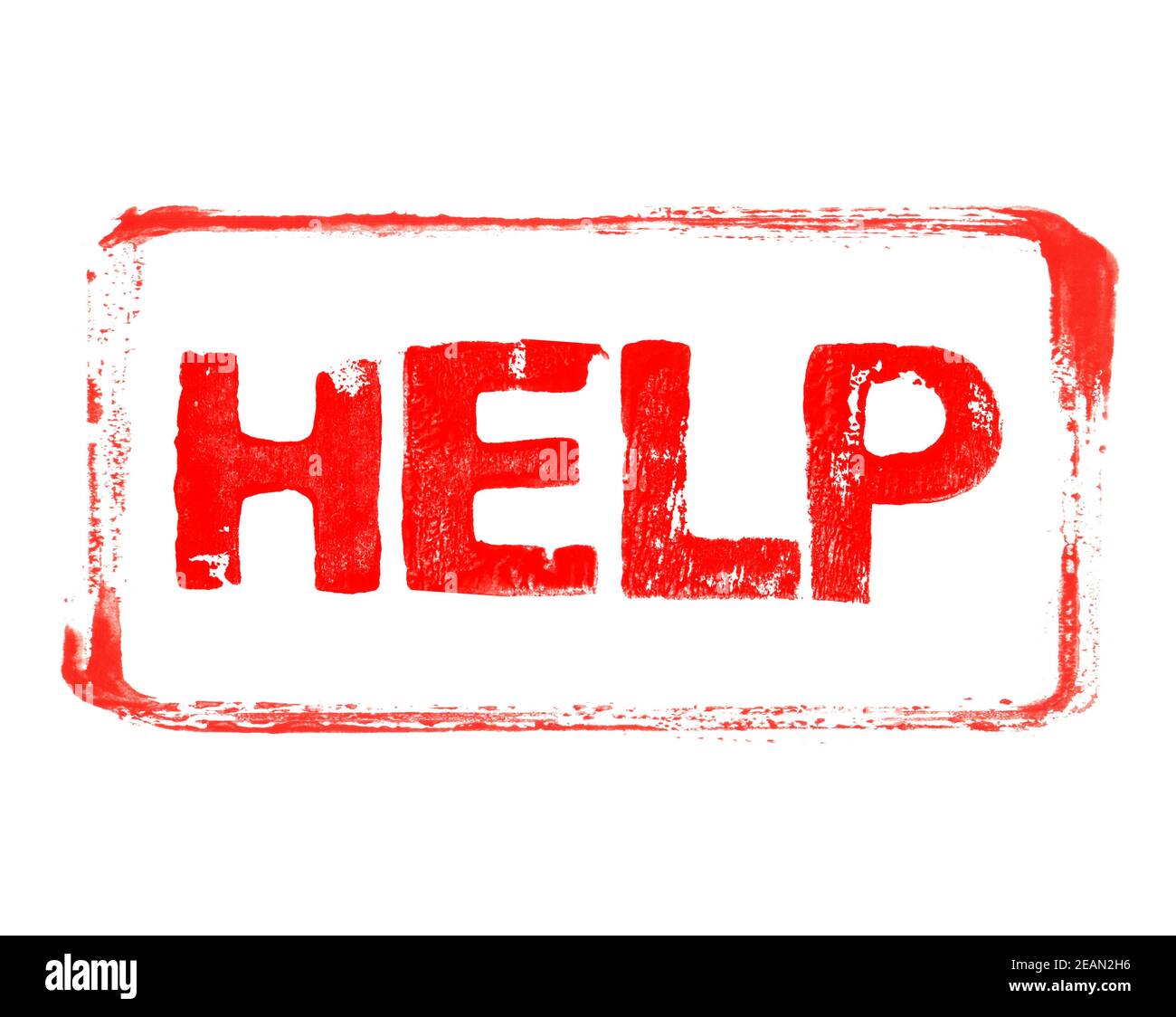 Red stencil frame with grunge text Help Stock Photo - Alamy