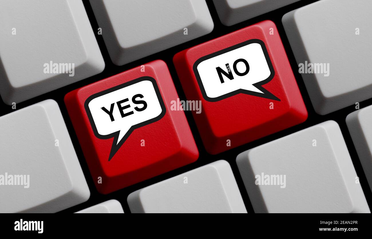 Yes or No on red computer keyboard Stock Photo - Alamy