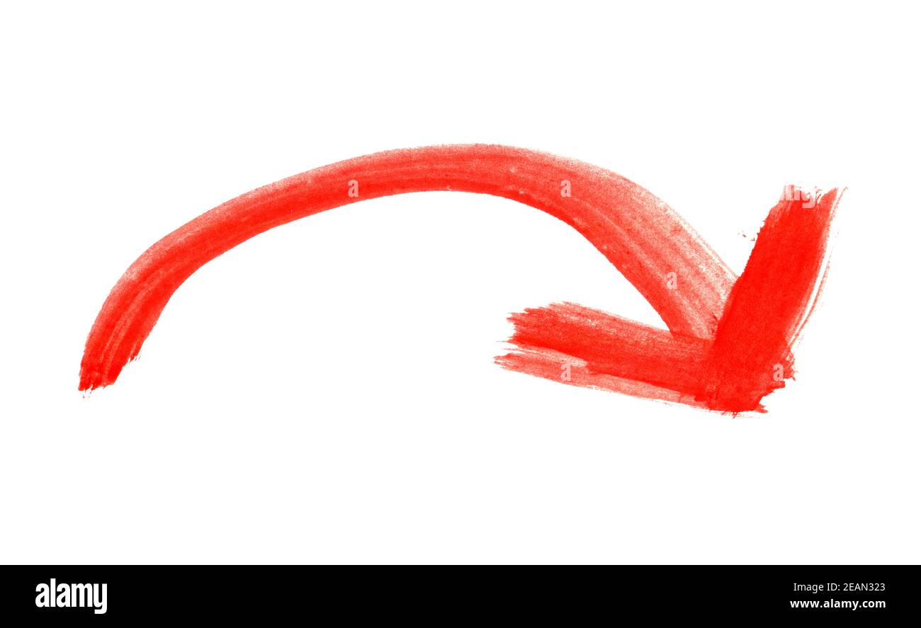 Sketch of red hand painted arrow with curve Stock Photo - Alamy