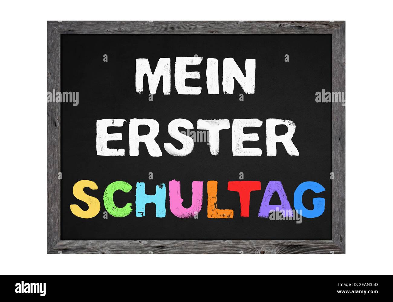 Wooden sign or chalkboard showing: My first day at school in german ...