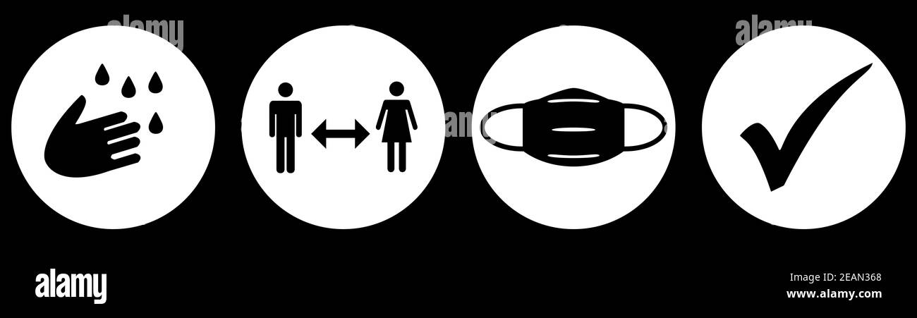 Coronavirus Protection - Buttons black and white: Please wash your ...