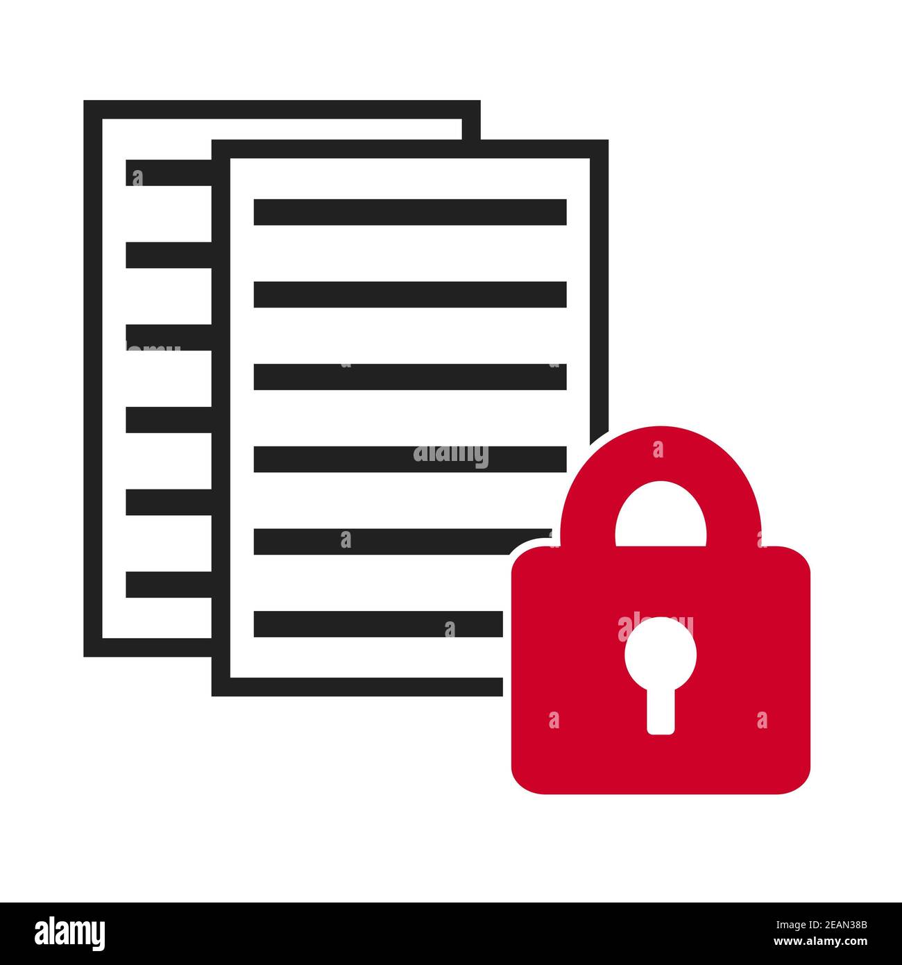 Private files - Paper icon with red lock Stock Photo - Alamy