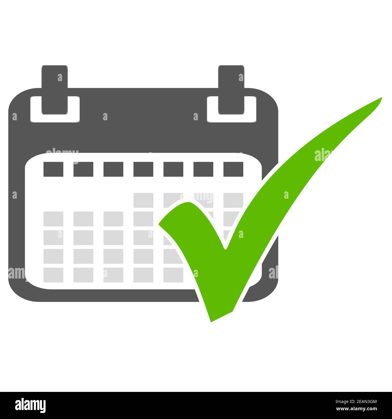 Green tick and calendar icon Stock Photo - Alamy