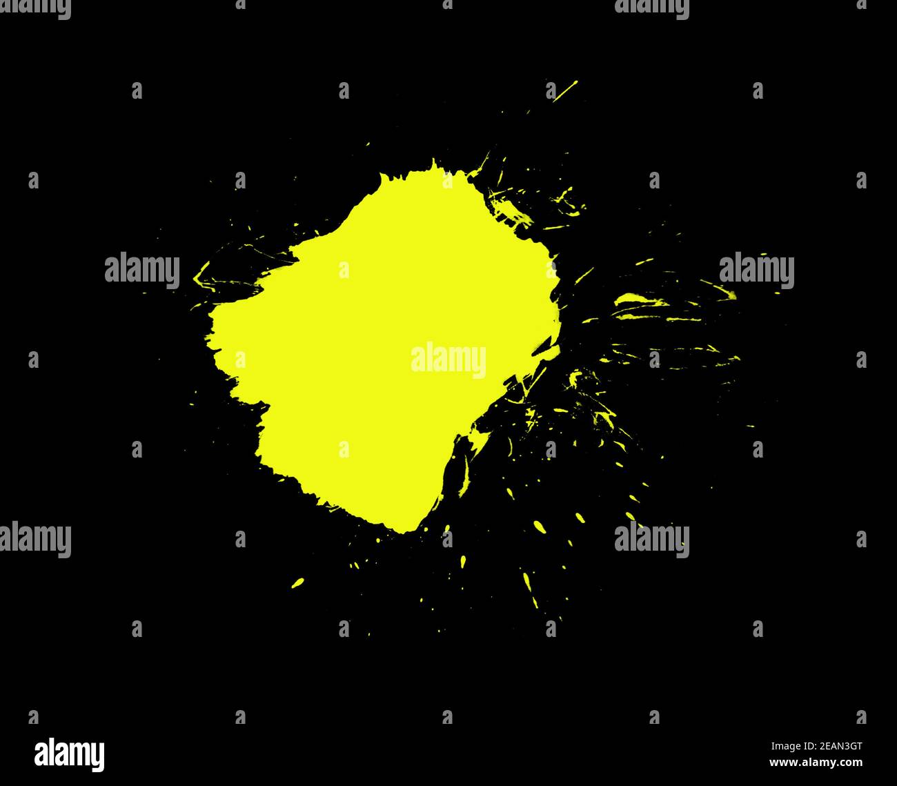 Yellow color splash on black background Stock Photo - Alamy