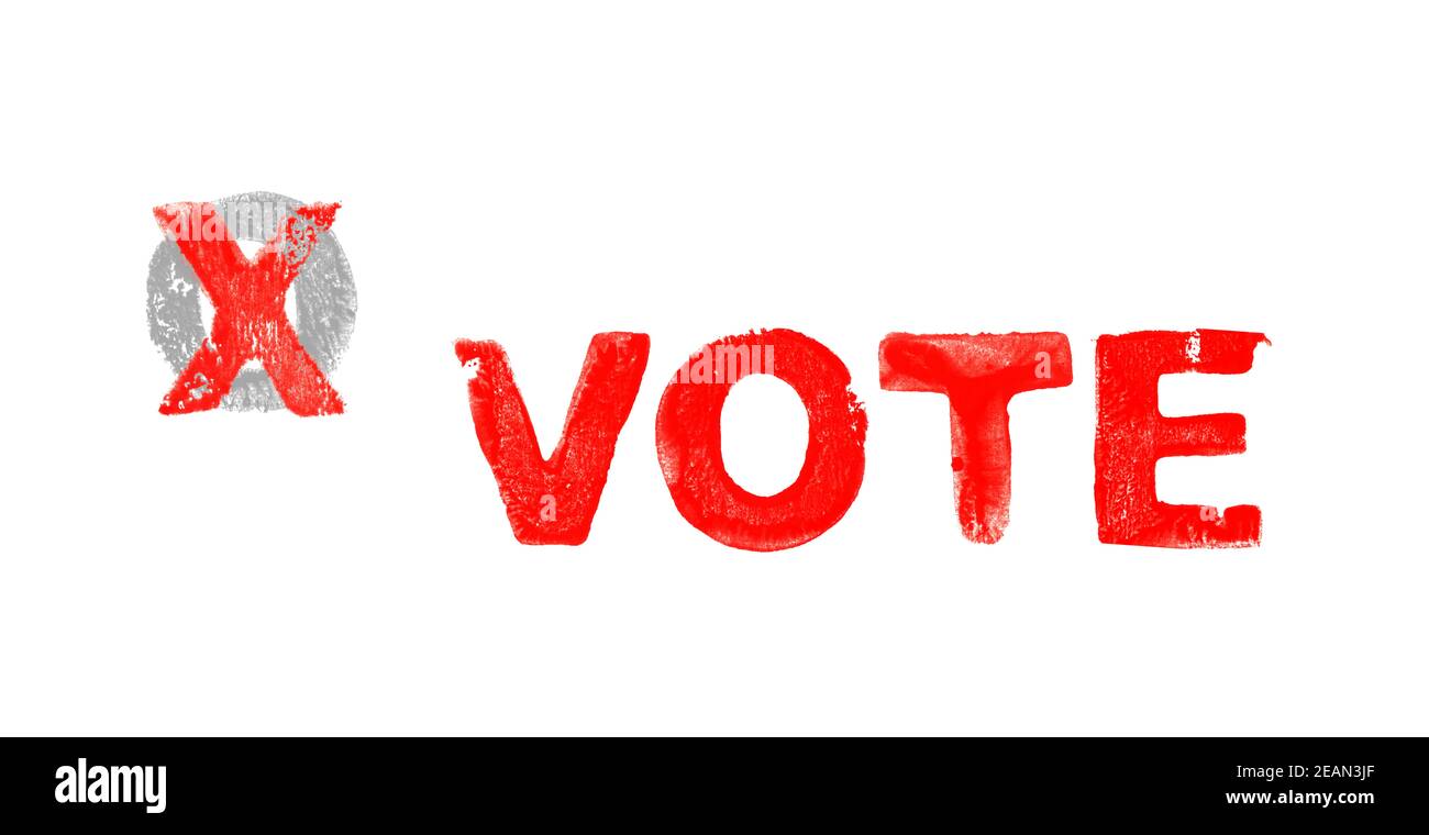 Vote - Red grunge text Stock Photo - Alamy
