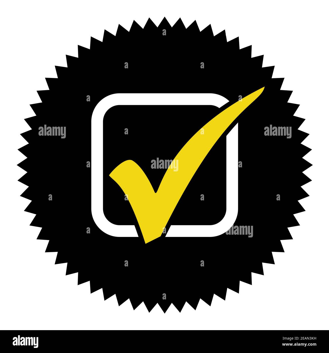 Orange tick symbol on round black Button Stock Photo - Alamy