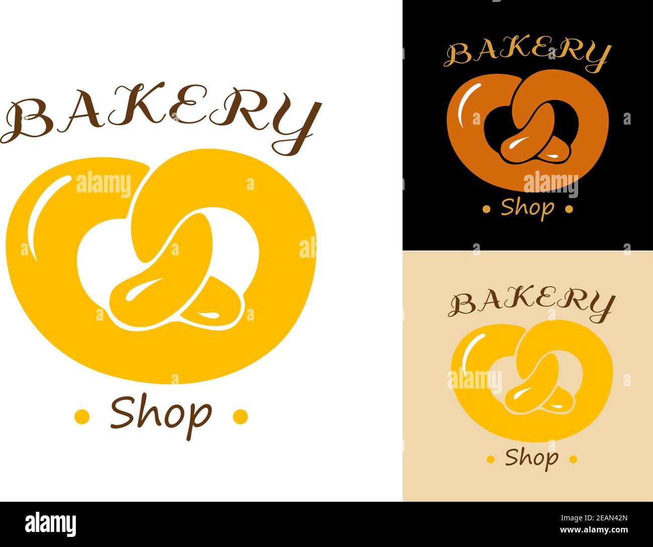 Pretzel bakery emblem or logo element isolated on background for design ...