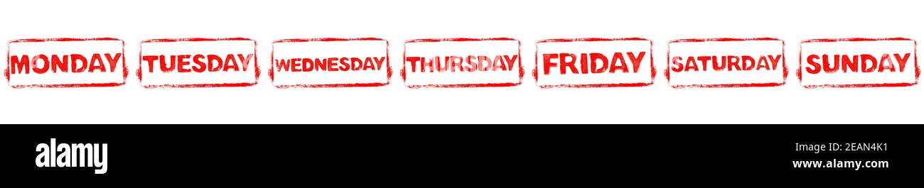 Monday tuesday wednesday thursday friday hi-res stock photography and ...