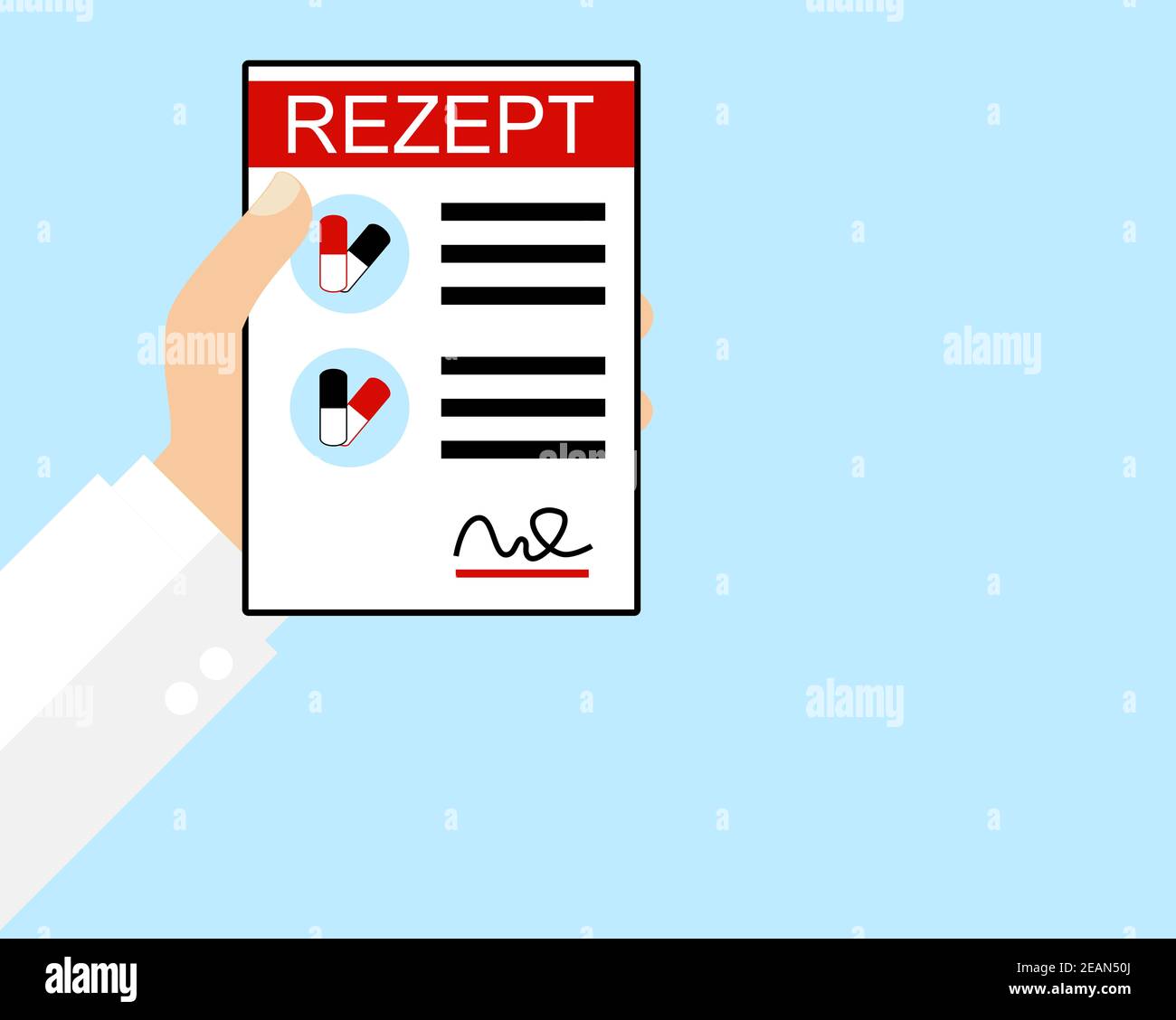 Prescription in german language - Flat Design Stock Photo - Alamy