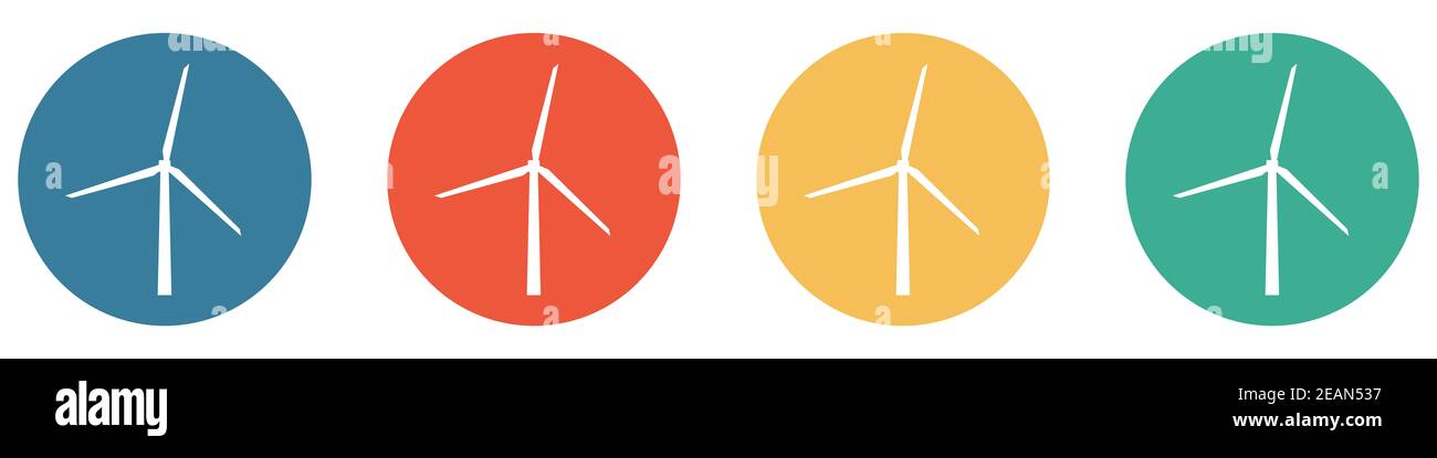 Colorful Banner with 4 Buttons: Windmill, Wind Energy or Renewable ...