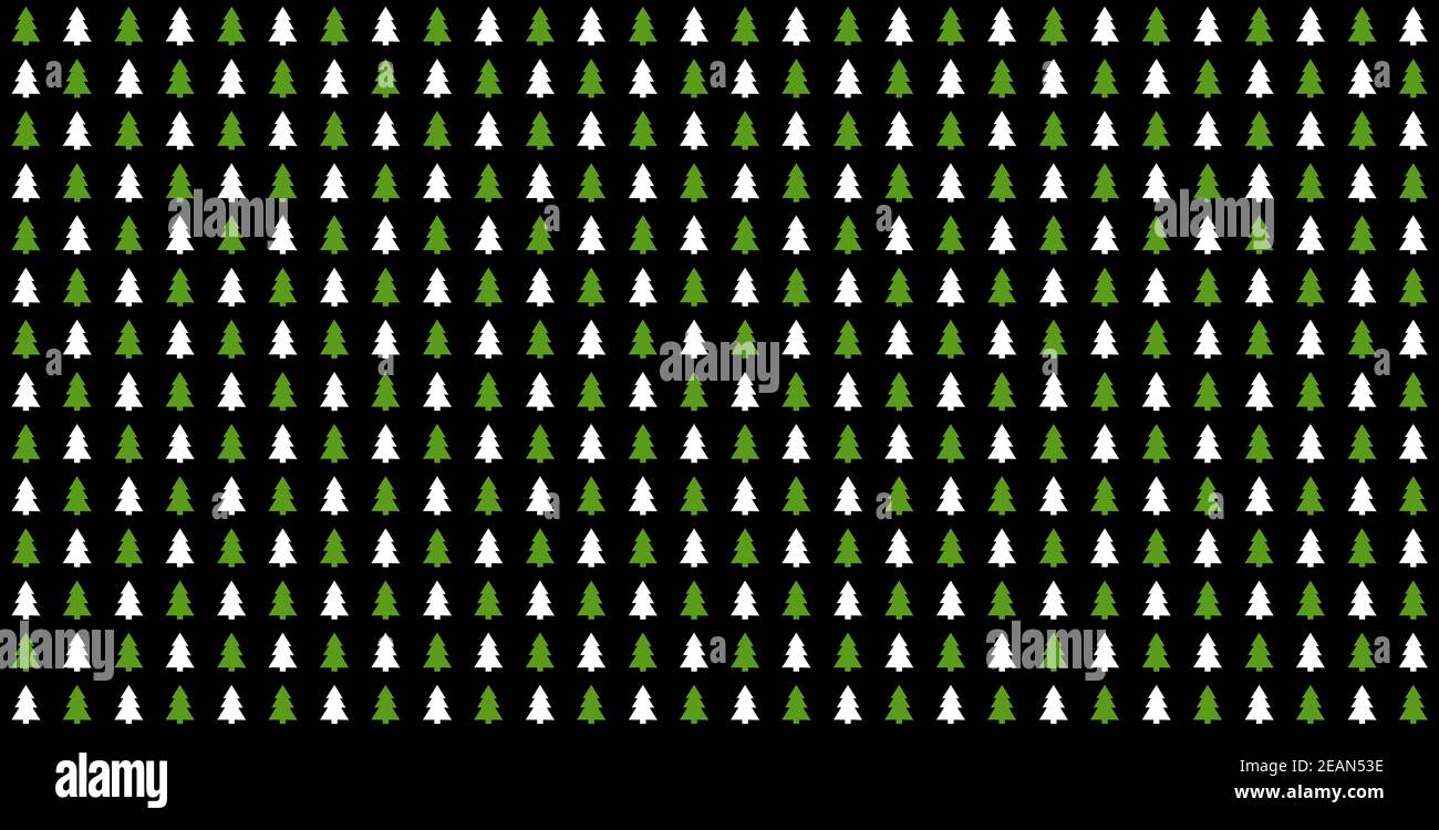 Seamless fir tree background - Green and white on black Stock Photo - Alamy