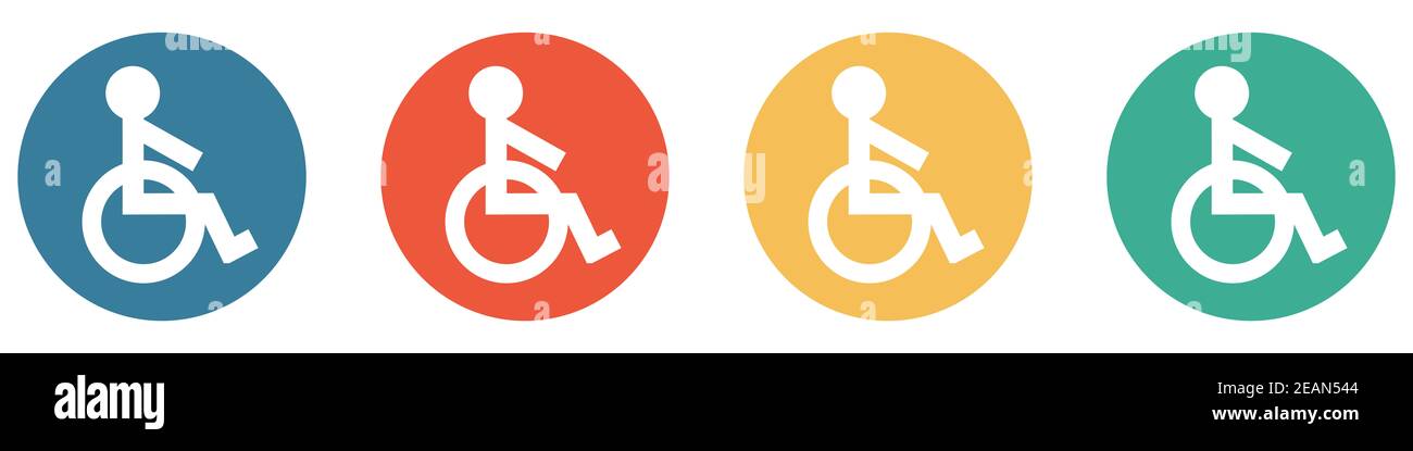 Colorful Banner with 4 Buttons: Wheelchair, Access or Handicap Stock ...