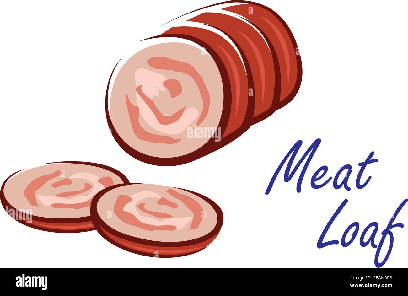 Cartoon sketch of tasty meat loaf with text isolated on white ...