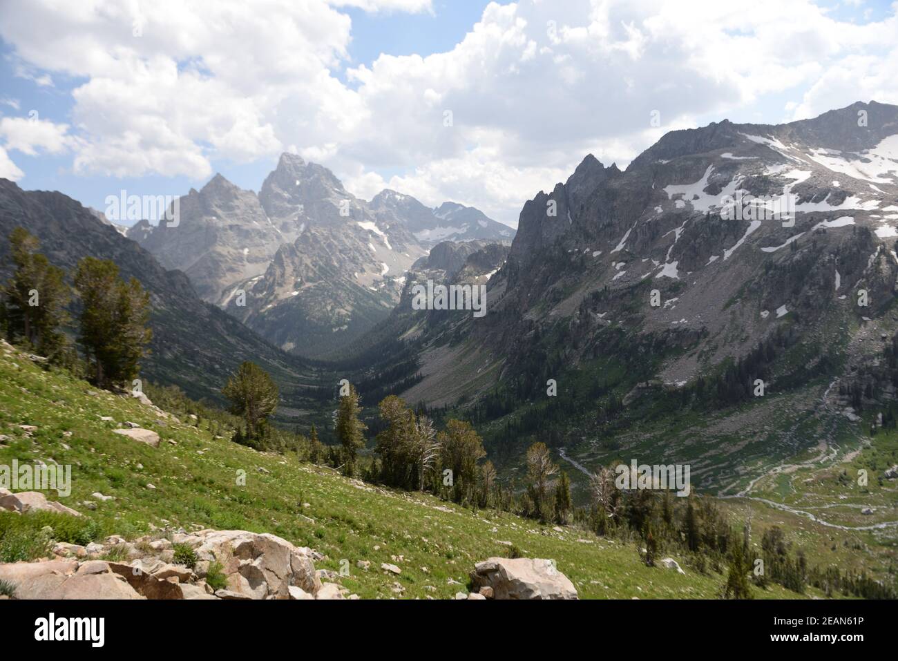 Grand Teton National Park as seen from Paintbrush Divide trail Stock ...
