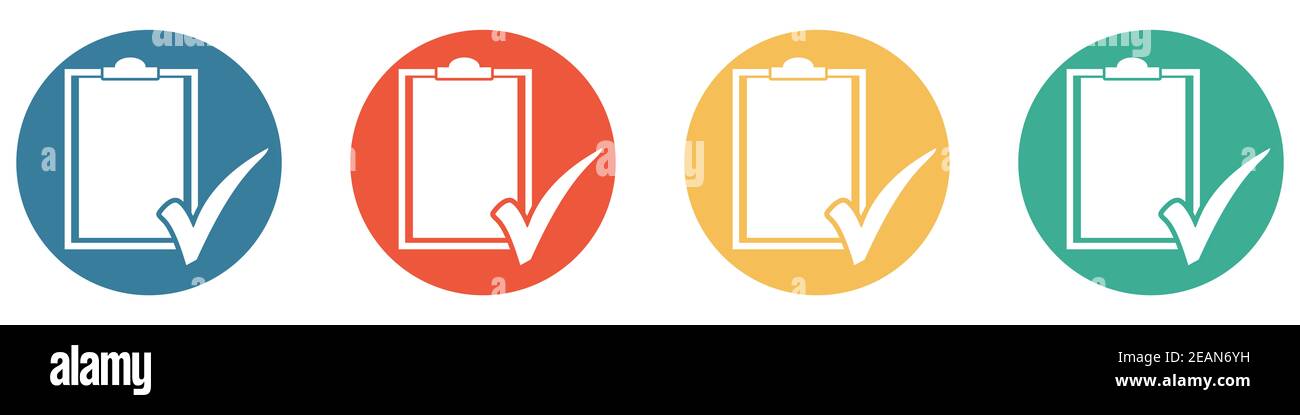 Colorful Banner with 4 Buttons: Clipboard or checklist Stock Photo - Alamy
