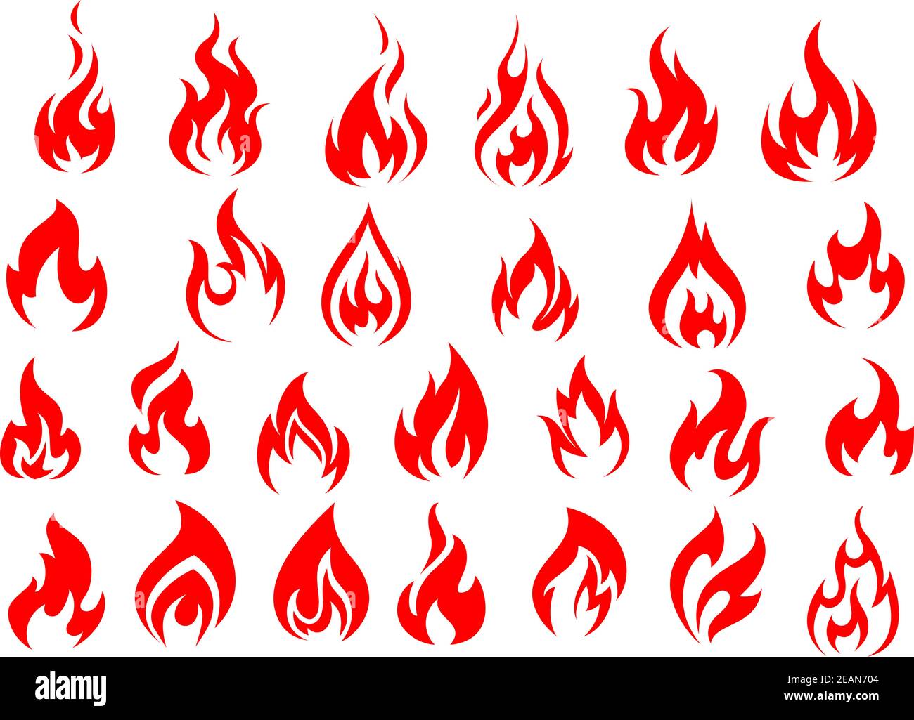Red fire icons and pictograms set isolated on white background Stock ...