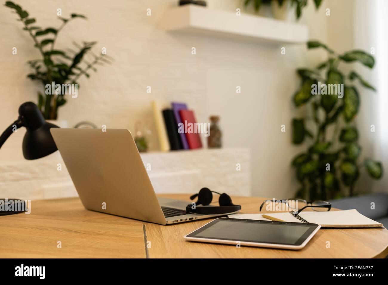 work place at home with laptop Stock Photo - Alamy