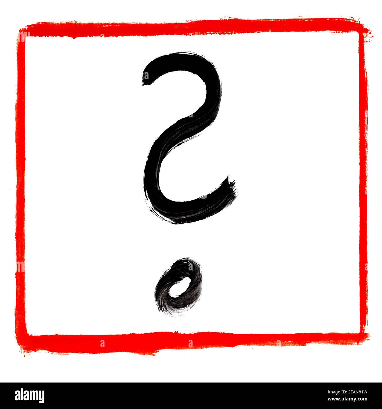 Hand drawn Question Mark in red paintbrush frame Stock Photo - Alamy