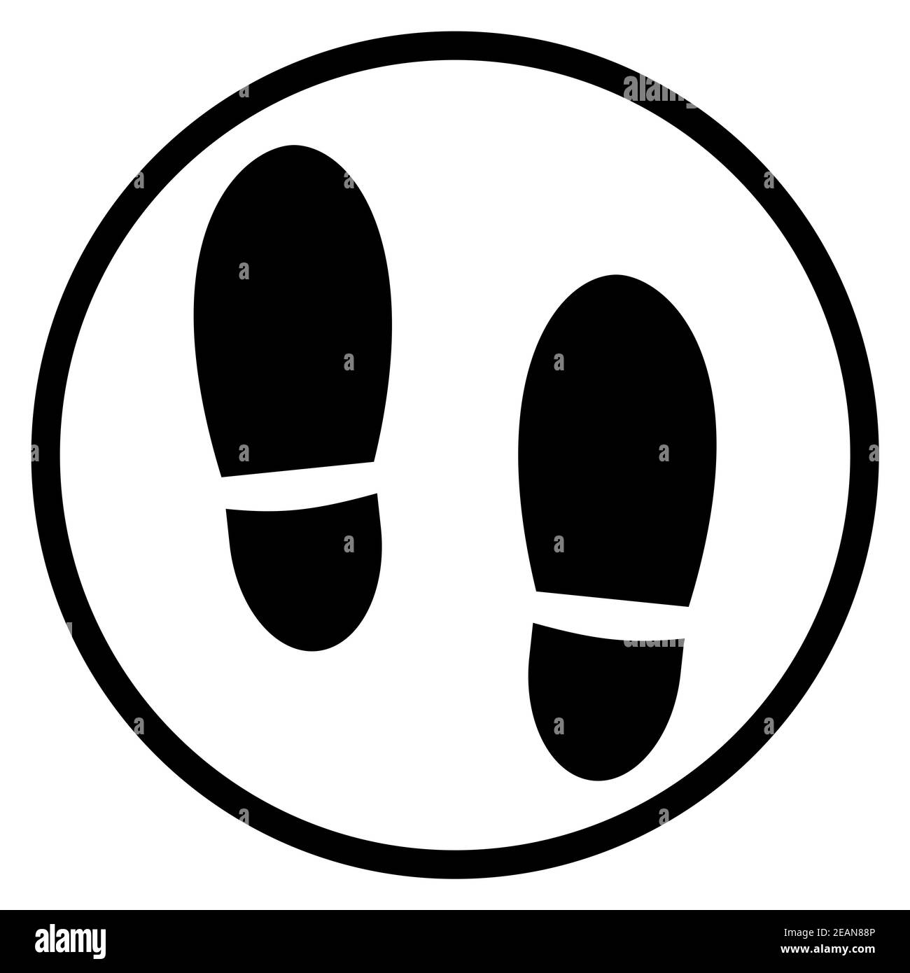 Footprints showing direction for visitors - Black white Stock Photo - Alamy