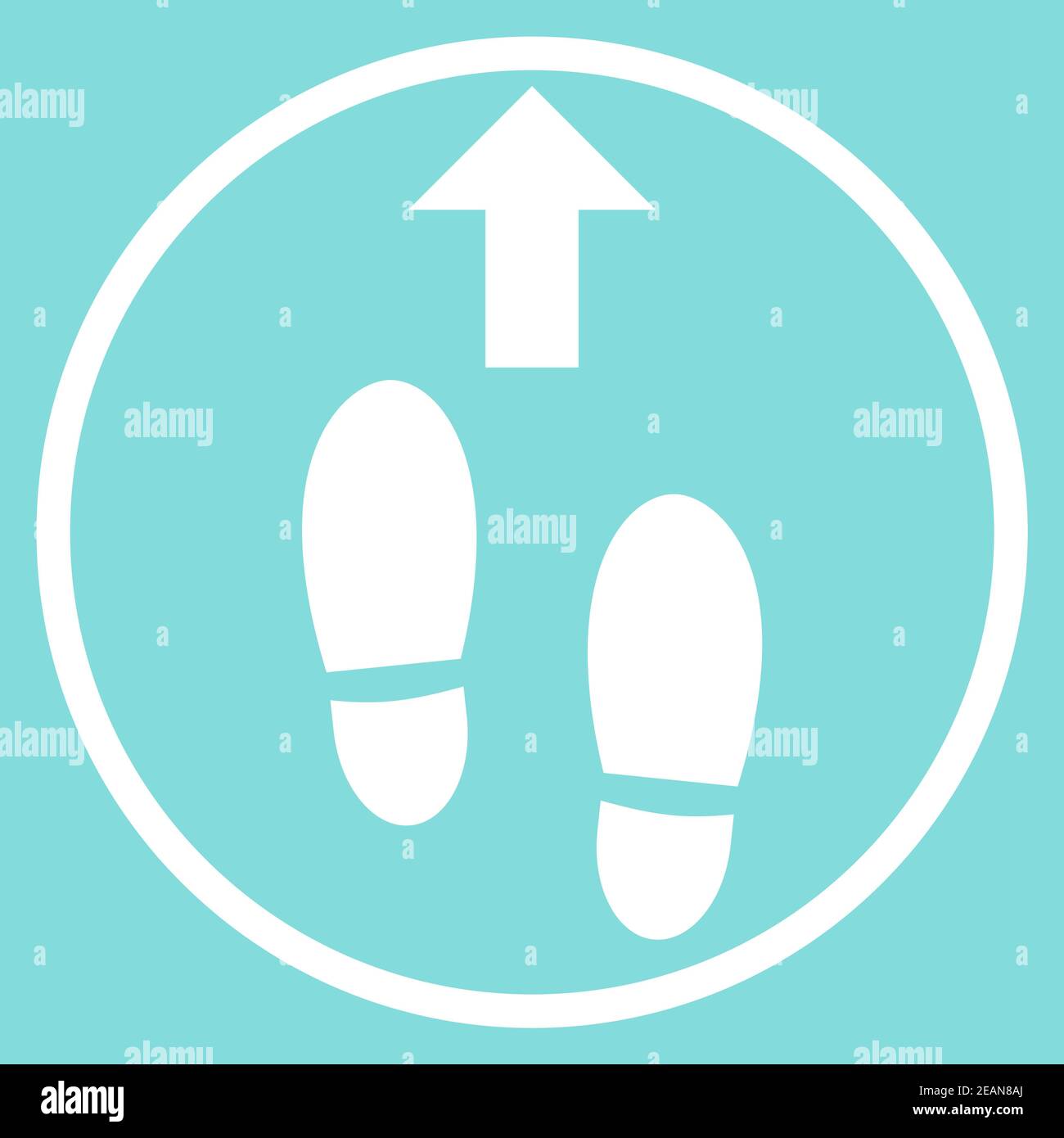 Footprints showing direction for visitors - Light blue white Stock ...