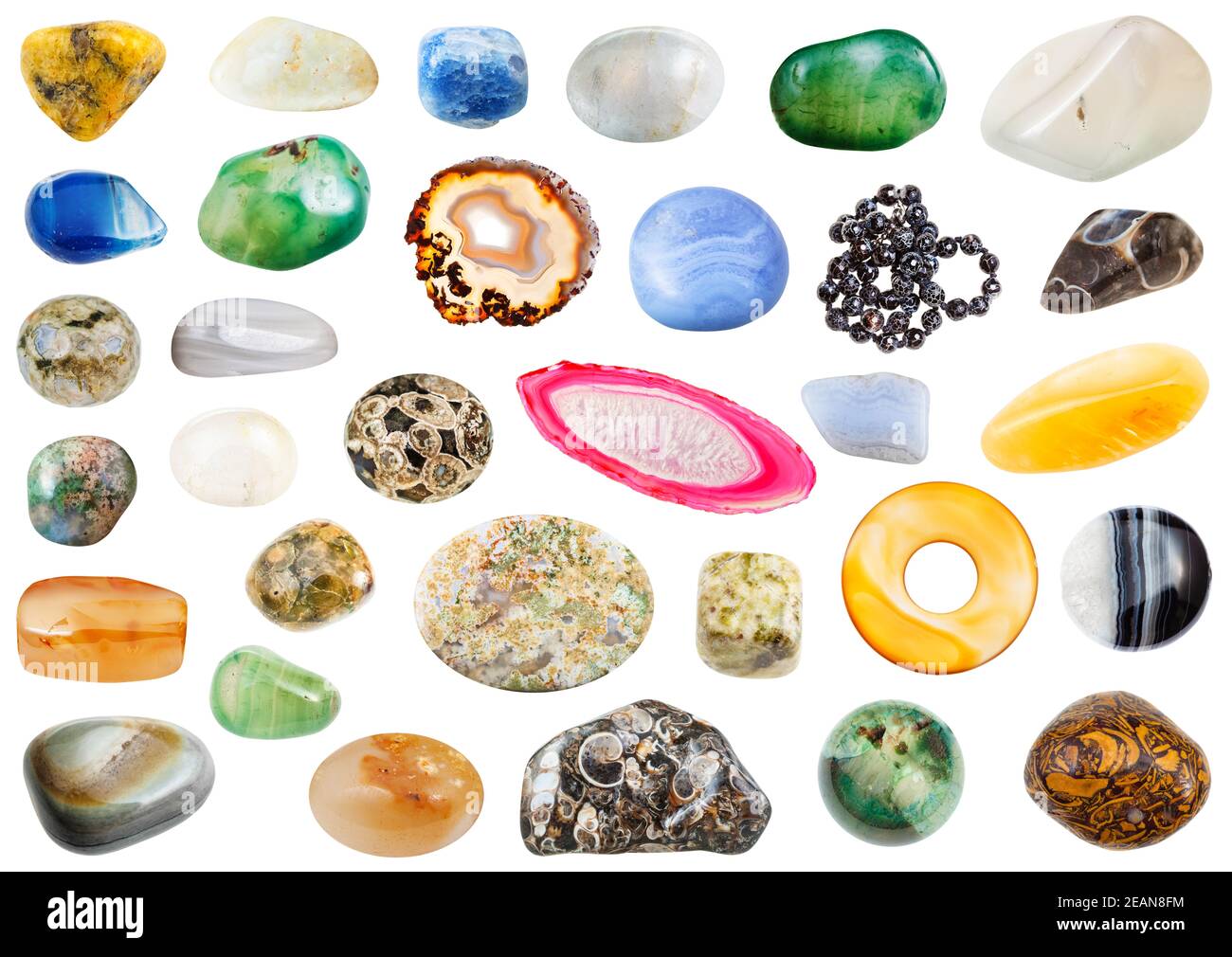 set of various agate natural mineral gem stones Stock Photo - Alamy