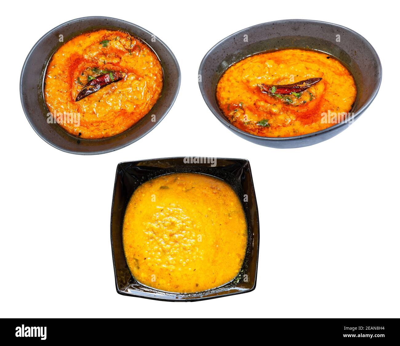 set of Dal Tadka chowder in black bowl isolated Stock Photo - Alamy