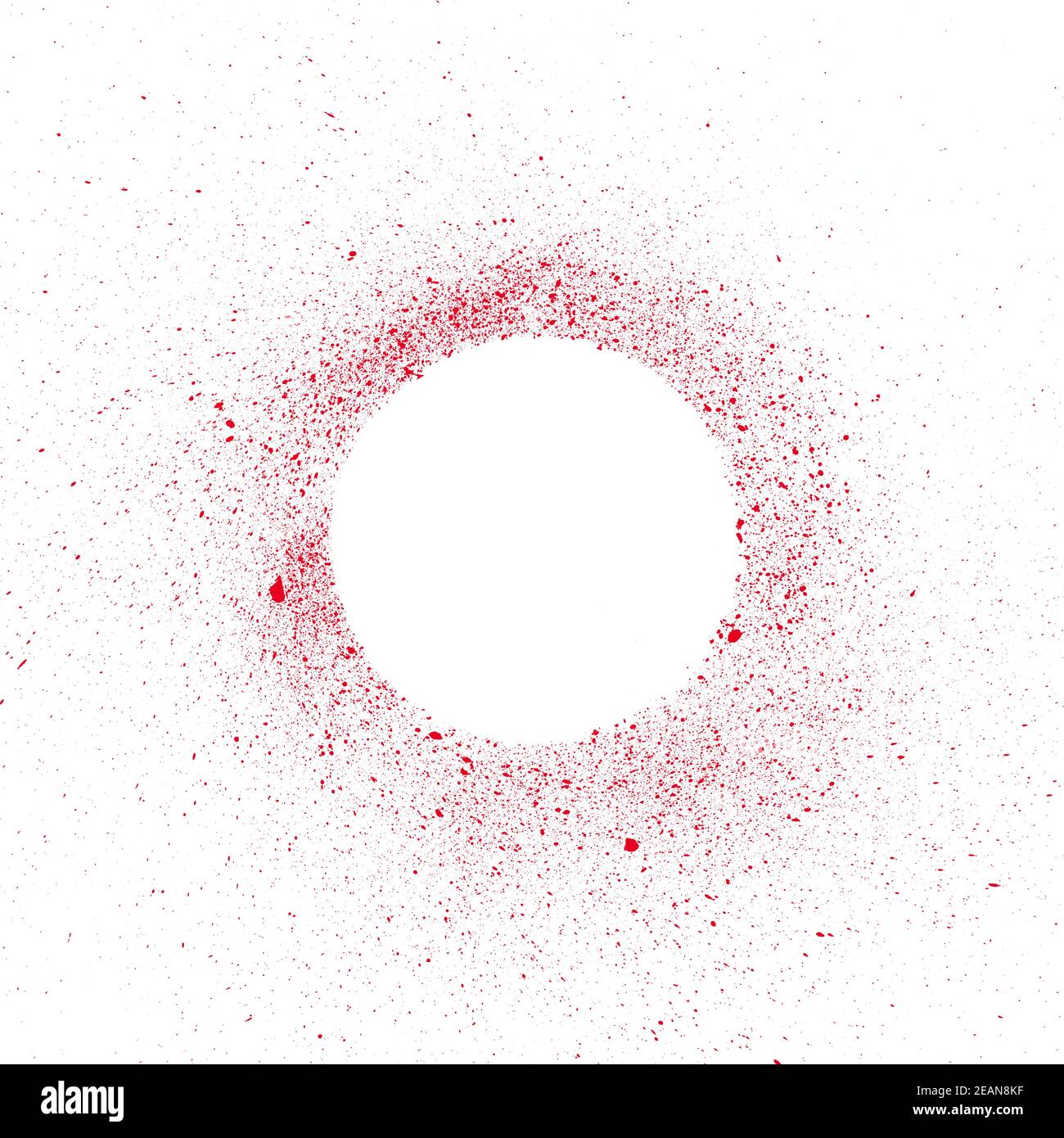 White circle with splash of red color Stock Photo - Alamy