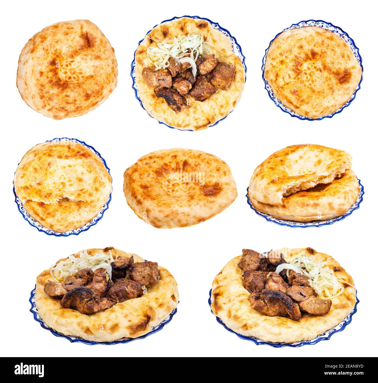 set of tandoor uzbek breads (Obi non) isolated Stock Photo - Alamy