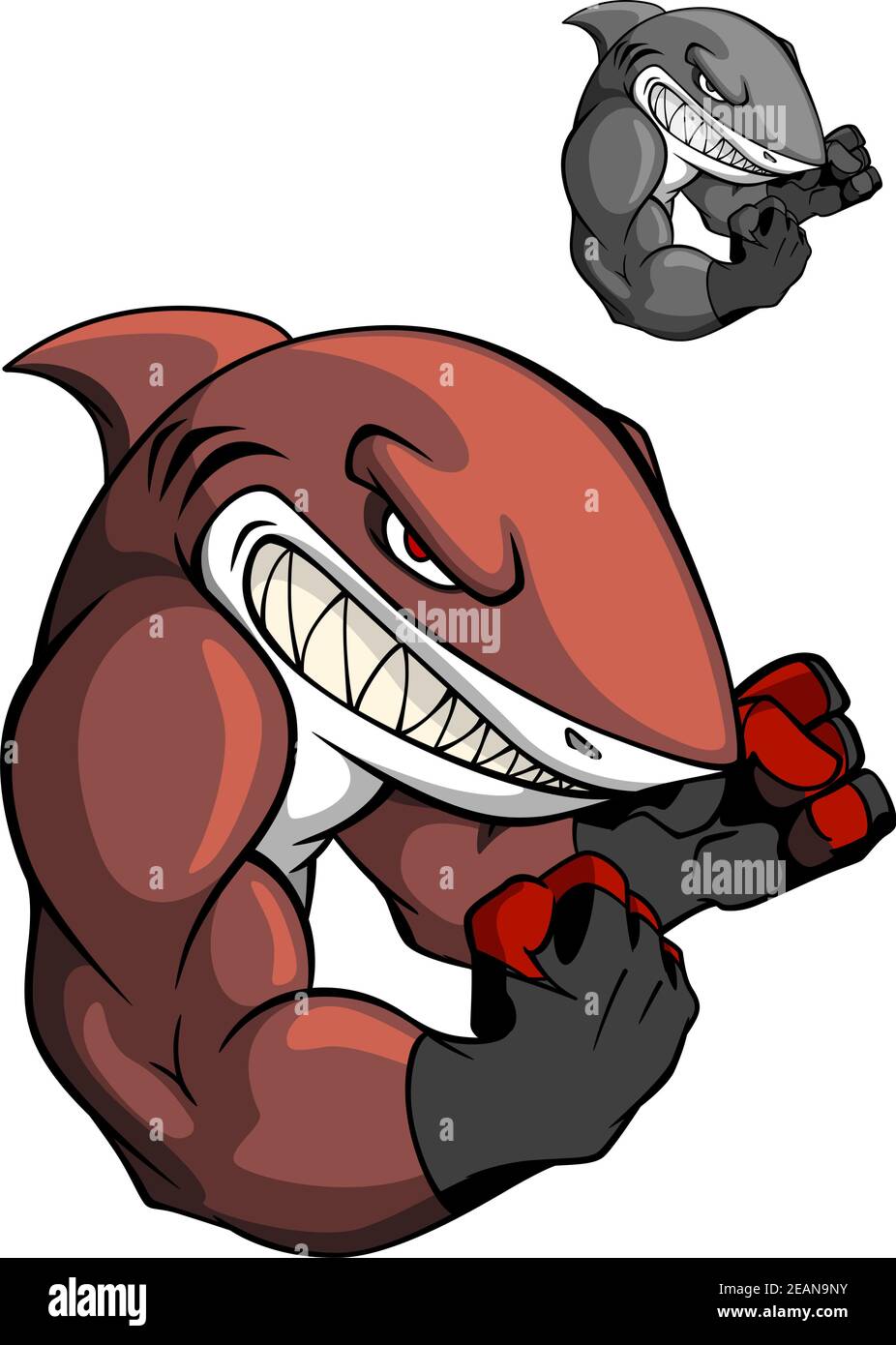 Angry cartoon boxing shark for sport mascot design Stock Vector Image ...