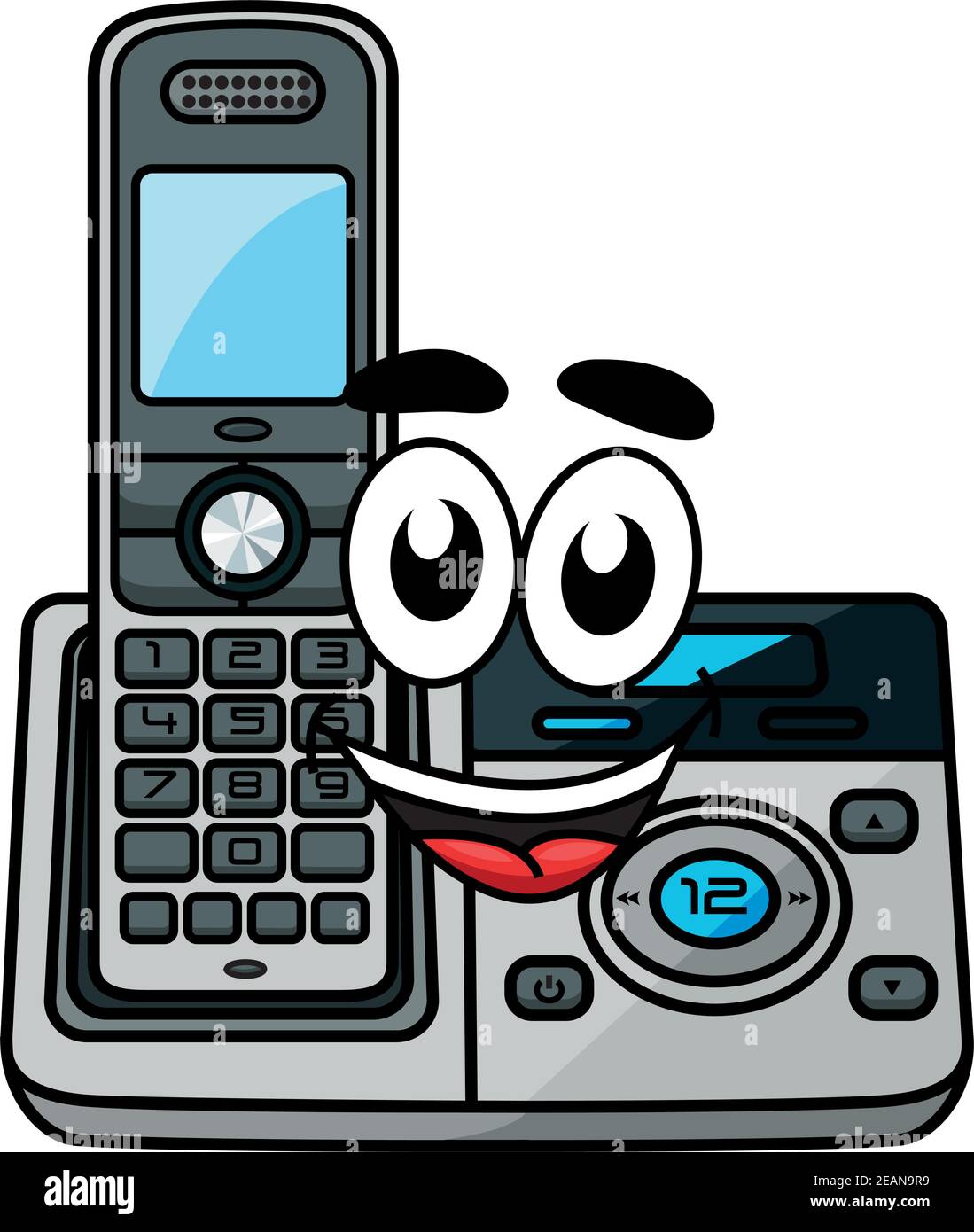 Cordless phone in cartoon style, suitable for communication and ...
