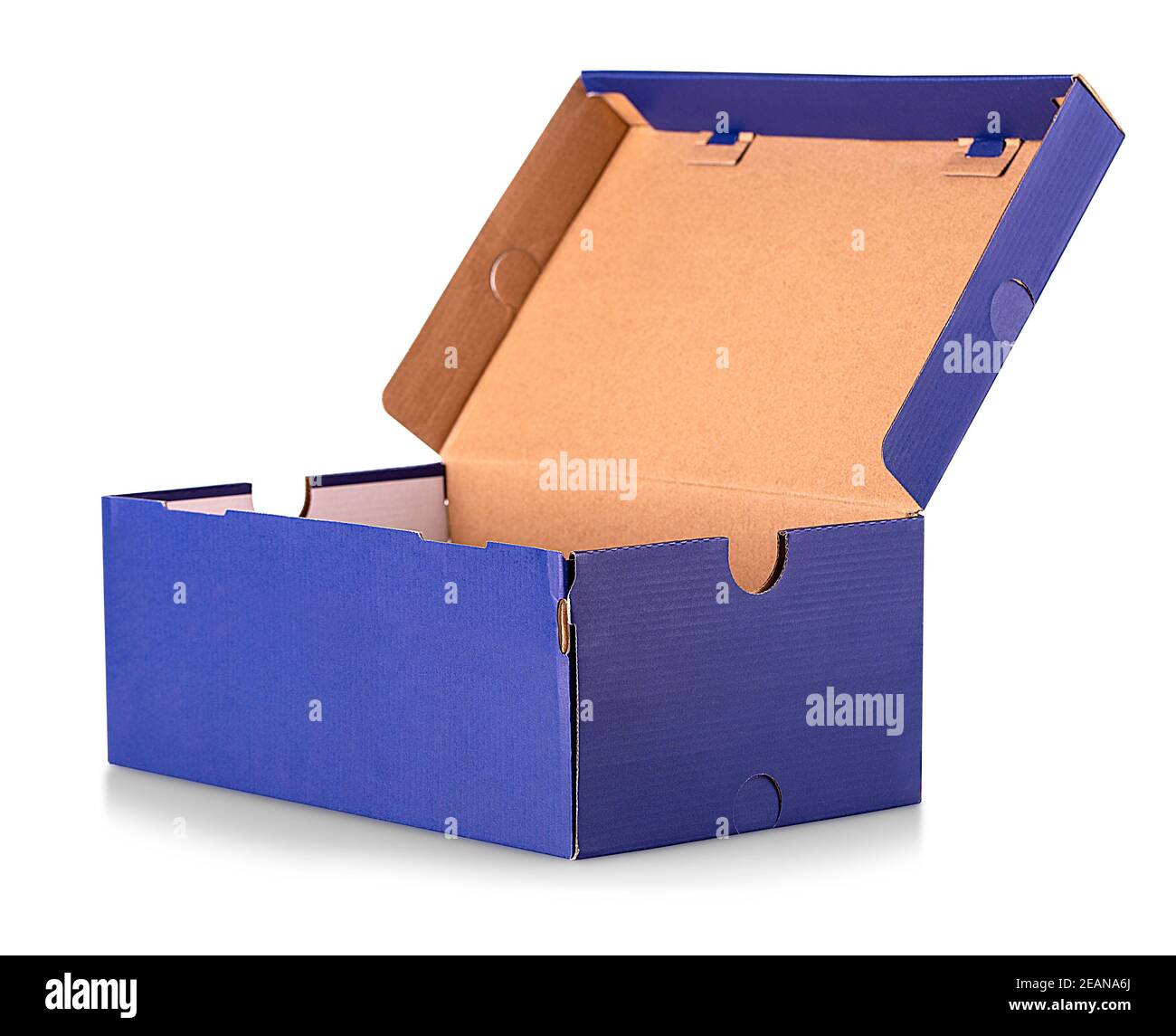 Blue open shoe box isolated on white background Stock Photo - Alamy