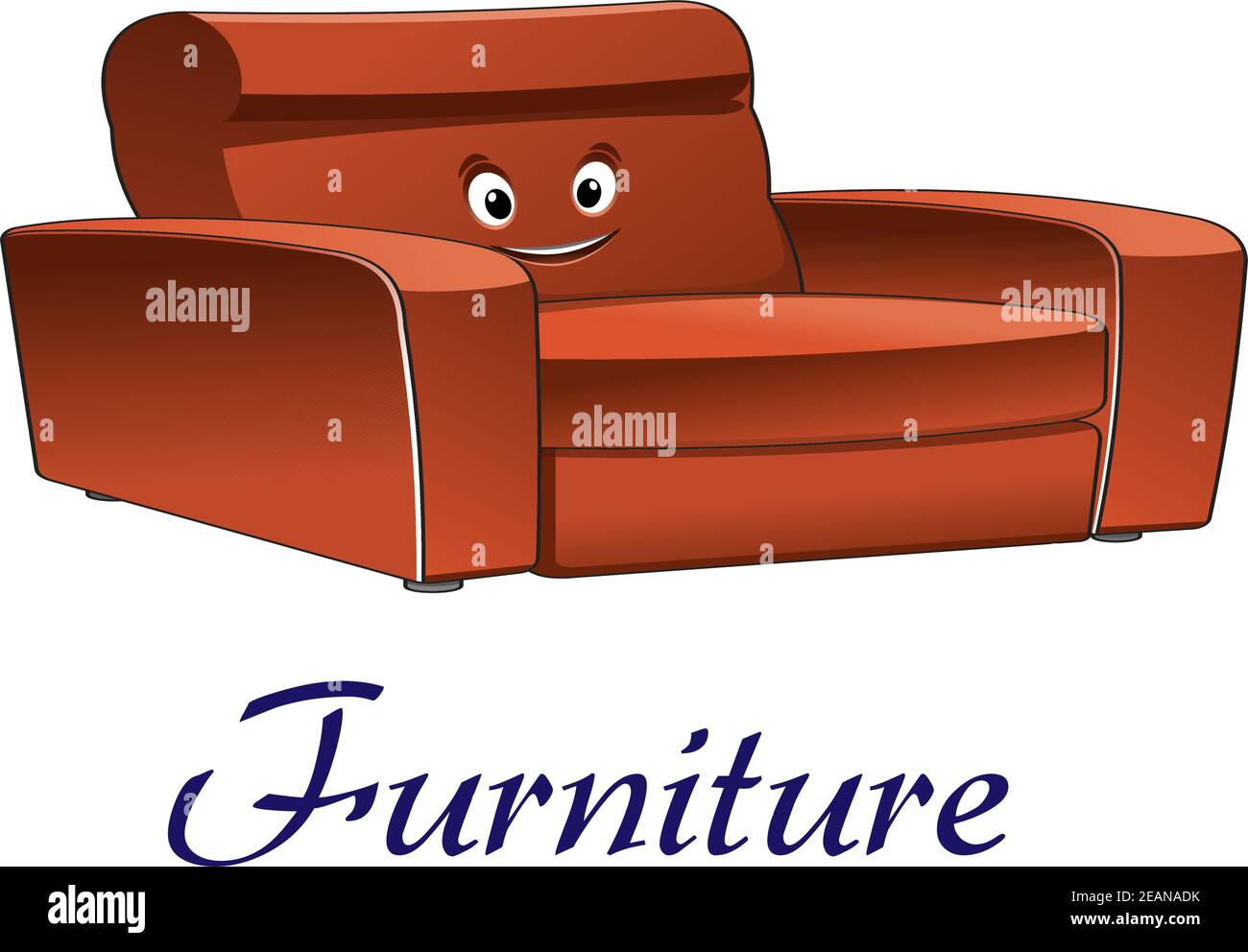 Cartoon smiling sofa or couch furniture isolated on white background ...