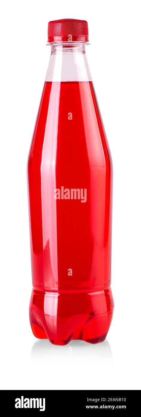 Plastic bottle with red lemonade isolated on white background Stock ...
