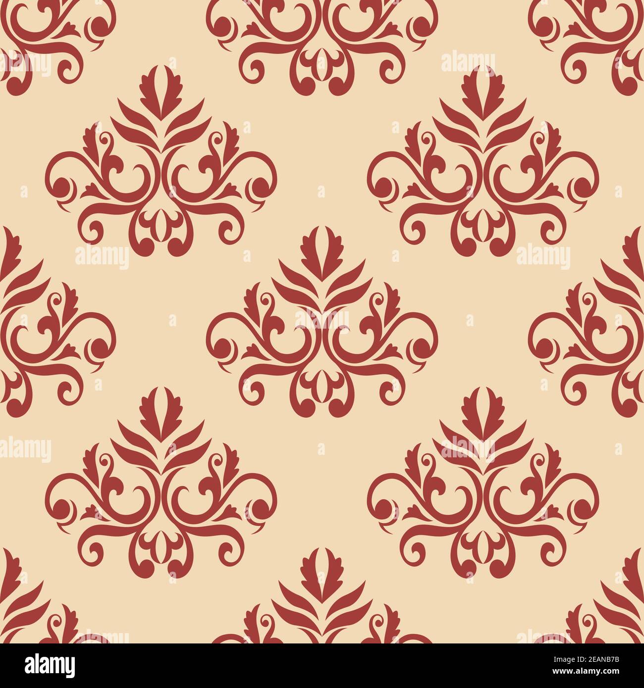 Red retro seamless pattern on beige backgrouund, suitable for wallpaper ...