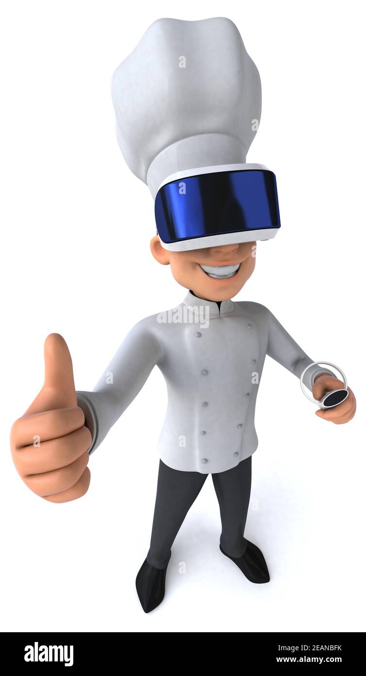 Fun 3D Illustration of a chef with a VR Helmet Stock Photo - Alamy