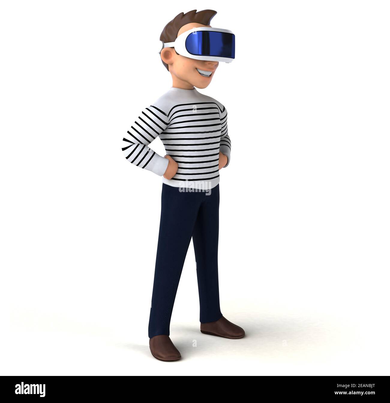Fun 3D illustration of a cartoon man with a VR helmet Stock Photo - Alamy