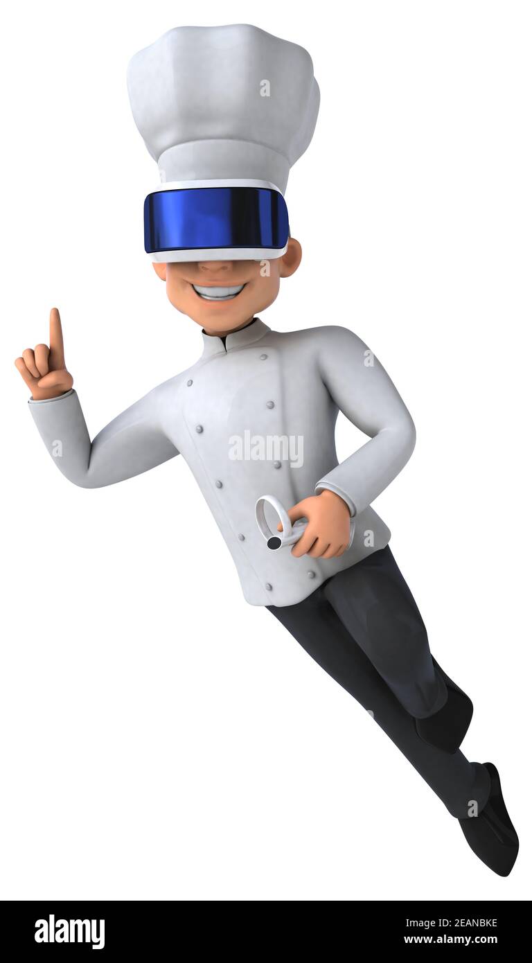 Fun 3D Illustration of a chef with a VR Helmet Stock Photo - Alamy