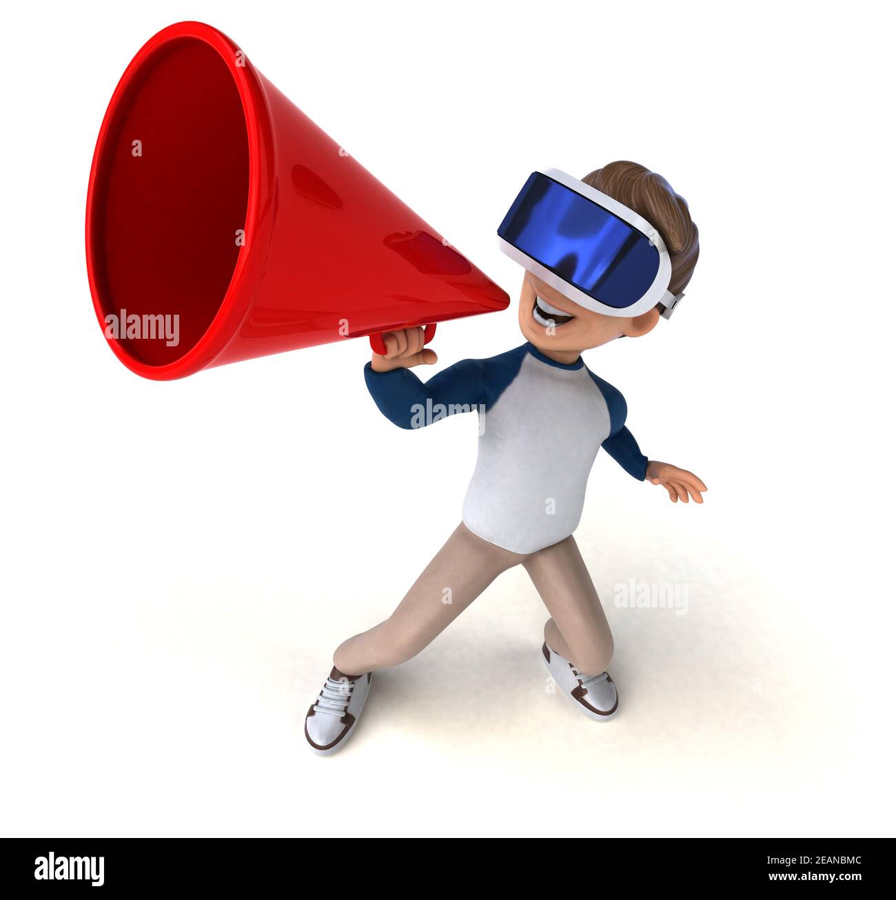 Fun 3D illustration of a cartoon kid with a VR helmet Stock Photo - Alamy
