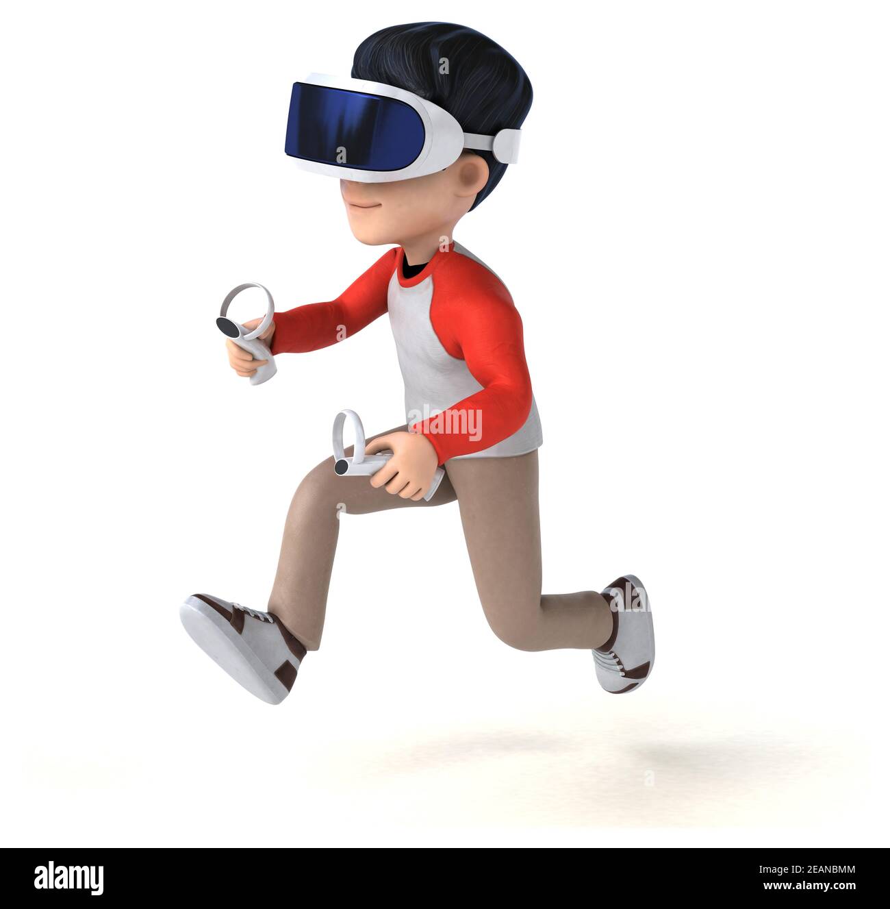 Fun 3D illustration of a cartoon kid with a VR helmet Stock Photo - Alamy