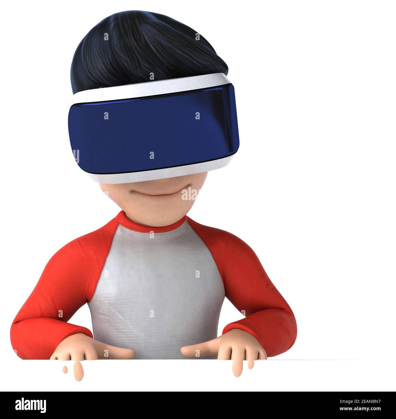 Fun 3D illustration of a cartoon kid with a VR helmet Stock Photo - Alamy