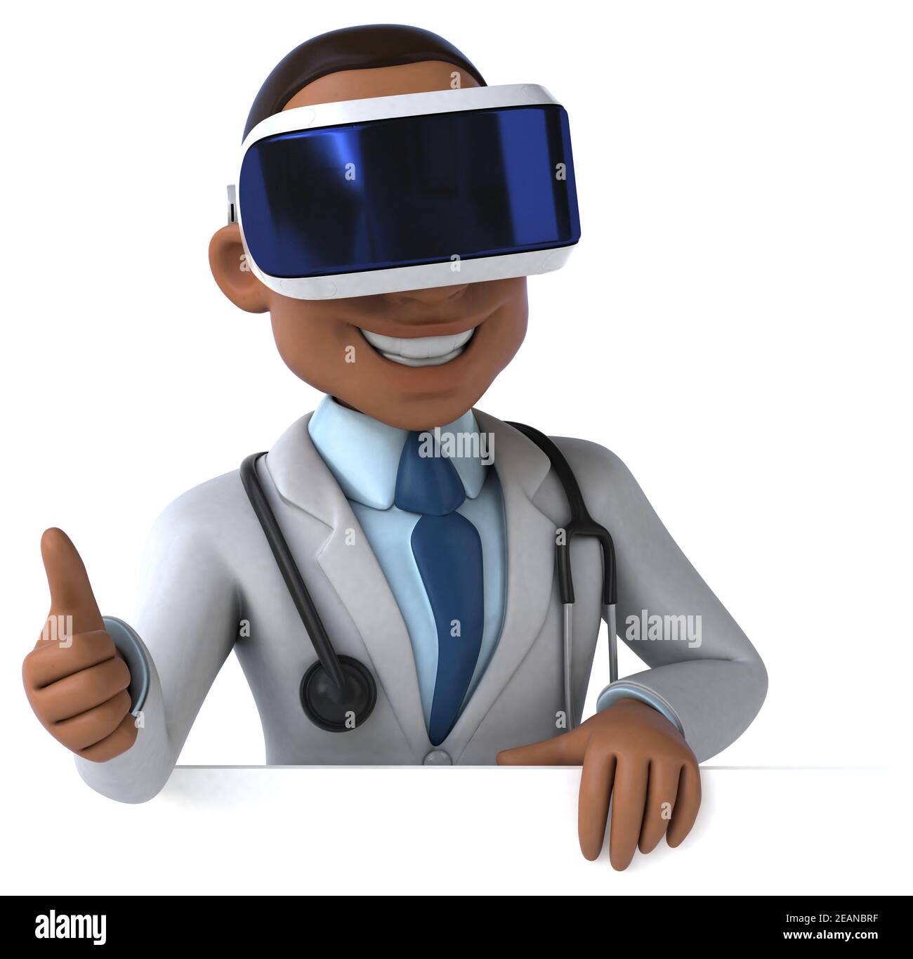 Fun 3D Illustration of a doctor with a VR Helmet Stock Photo - Alamy