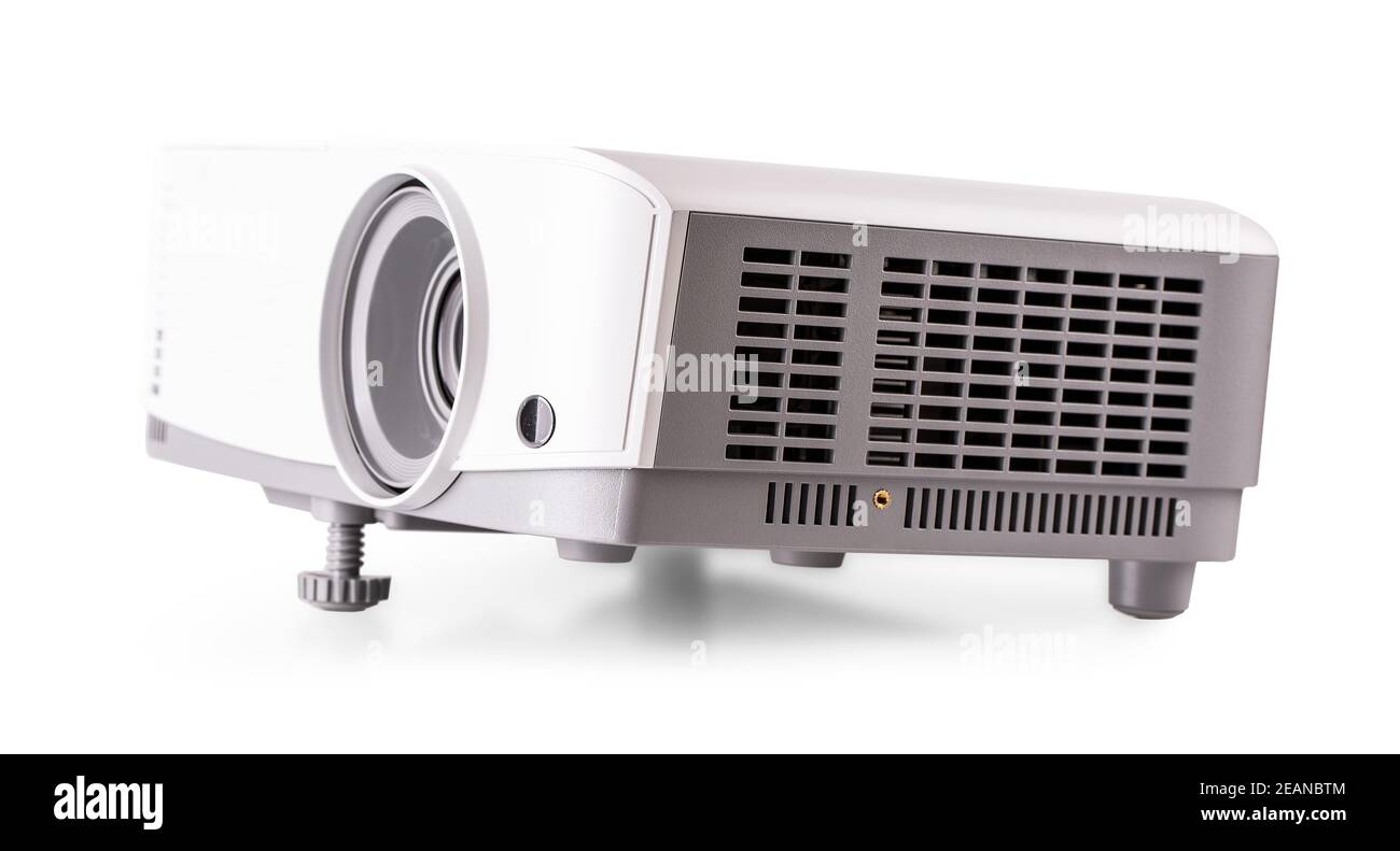 White multimedia projector isolated on white background Stock Photo - Alamy
