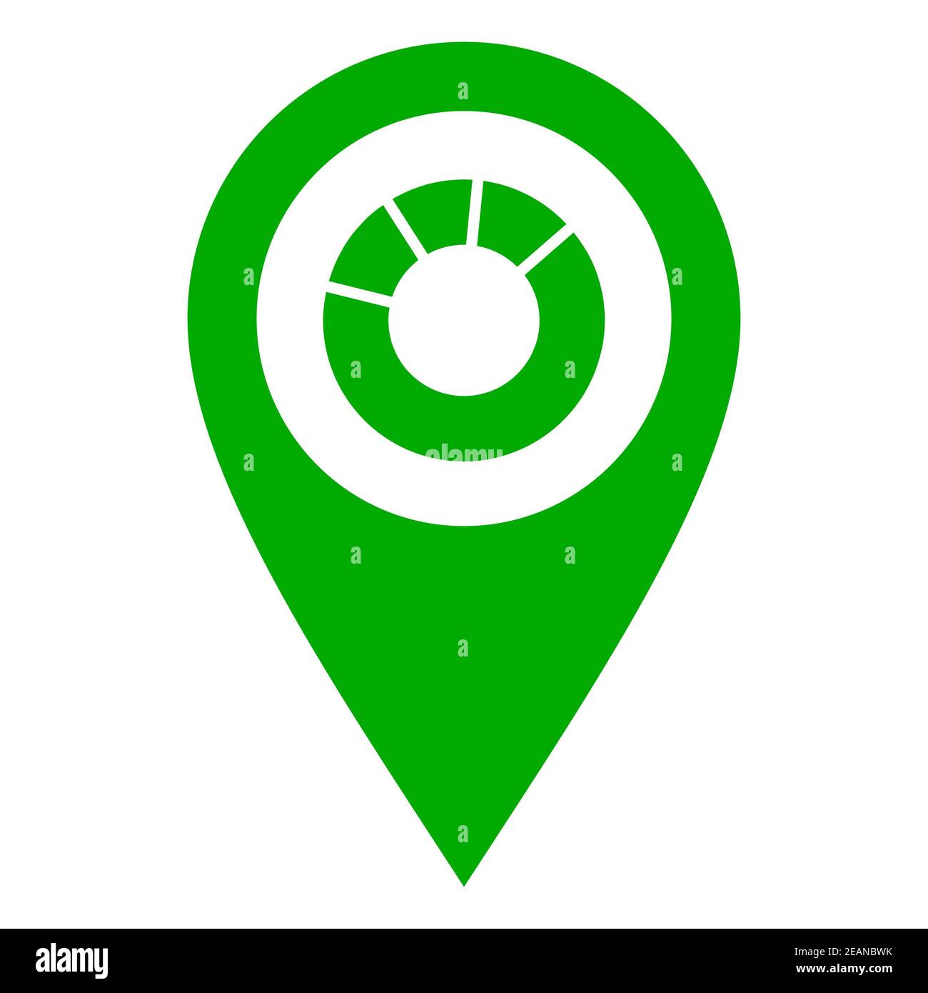 Pie chart and location pin Stock Photo - Alamy