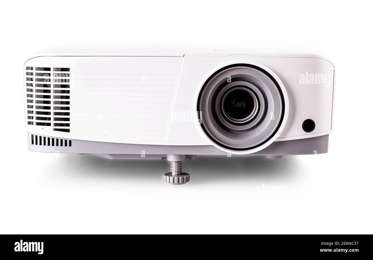 White multimedia projector isolated on white background Stock Photo - Alamy
