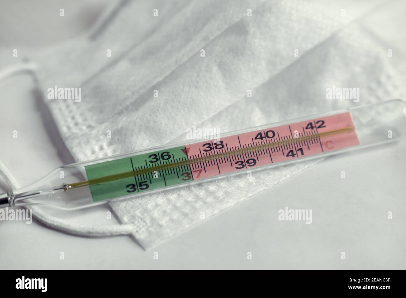 The thermometer shows an elevated temperature for a coronavirus ...