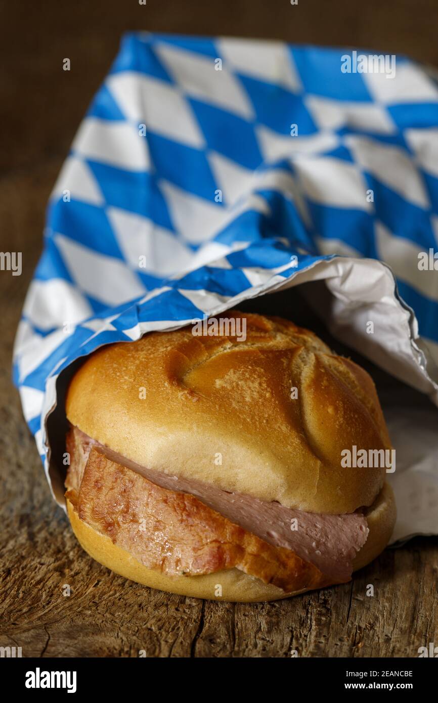bavarian meatloaf bun on dark wood Stock Photo - Alamy