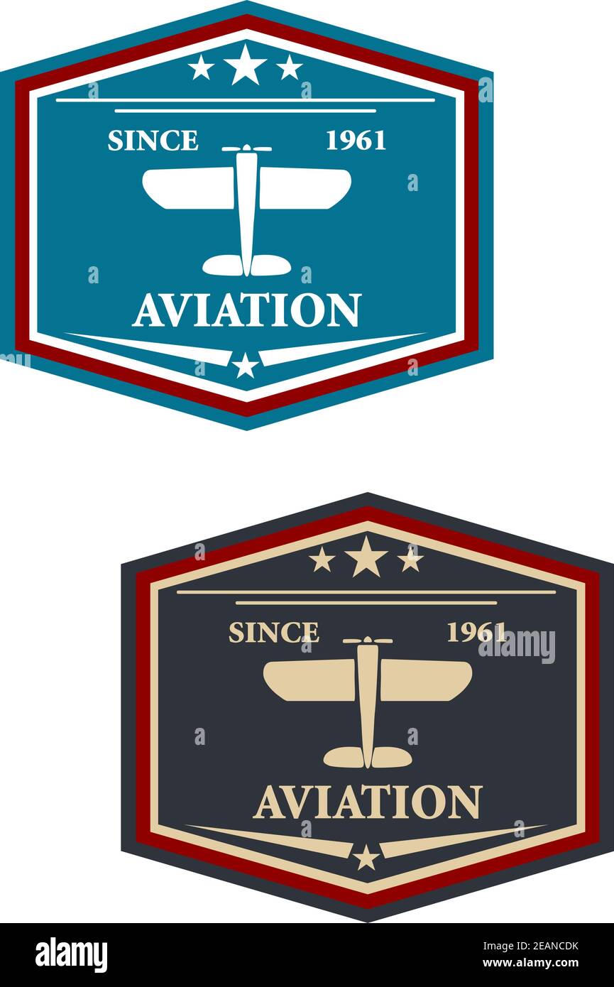 Aviation symbol or insignia with retro airplane, suitable for ...